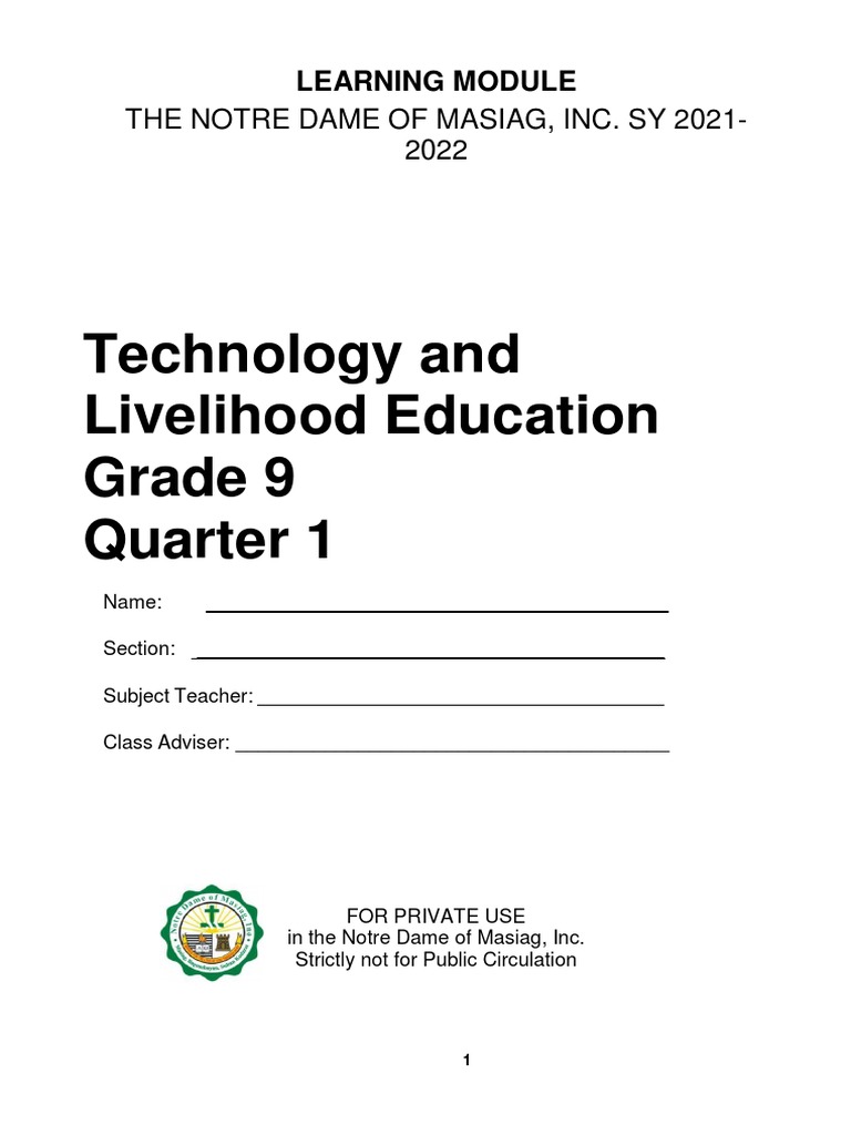 TLE Grade 9 Learning Module Overview | PDF | Entrepreneurship | Goal