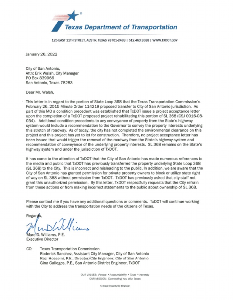 COSA Letter: Erik Walsh, City Manager | PDF