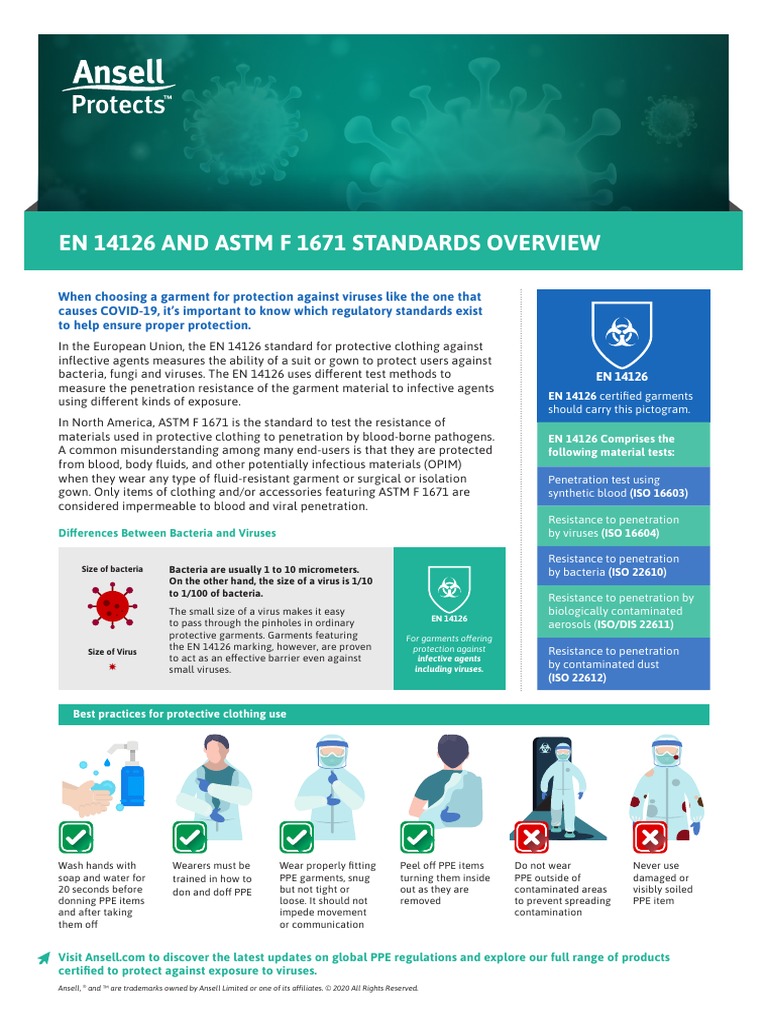 EN 14126 & ASTM F 1671 PPE Standards | PDF | Personal Protective ...
