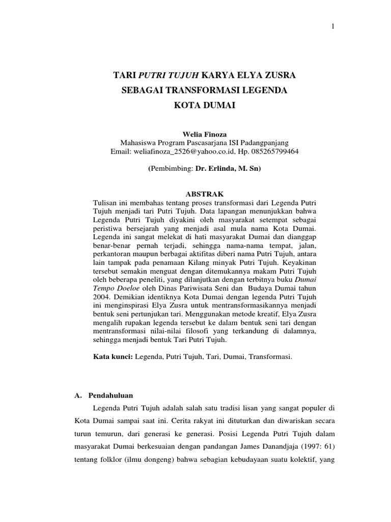 Transformasi Legenda Putri Tujuh ke Tari | PDF