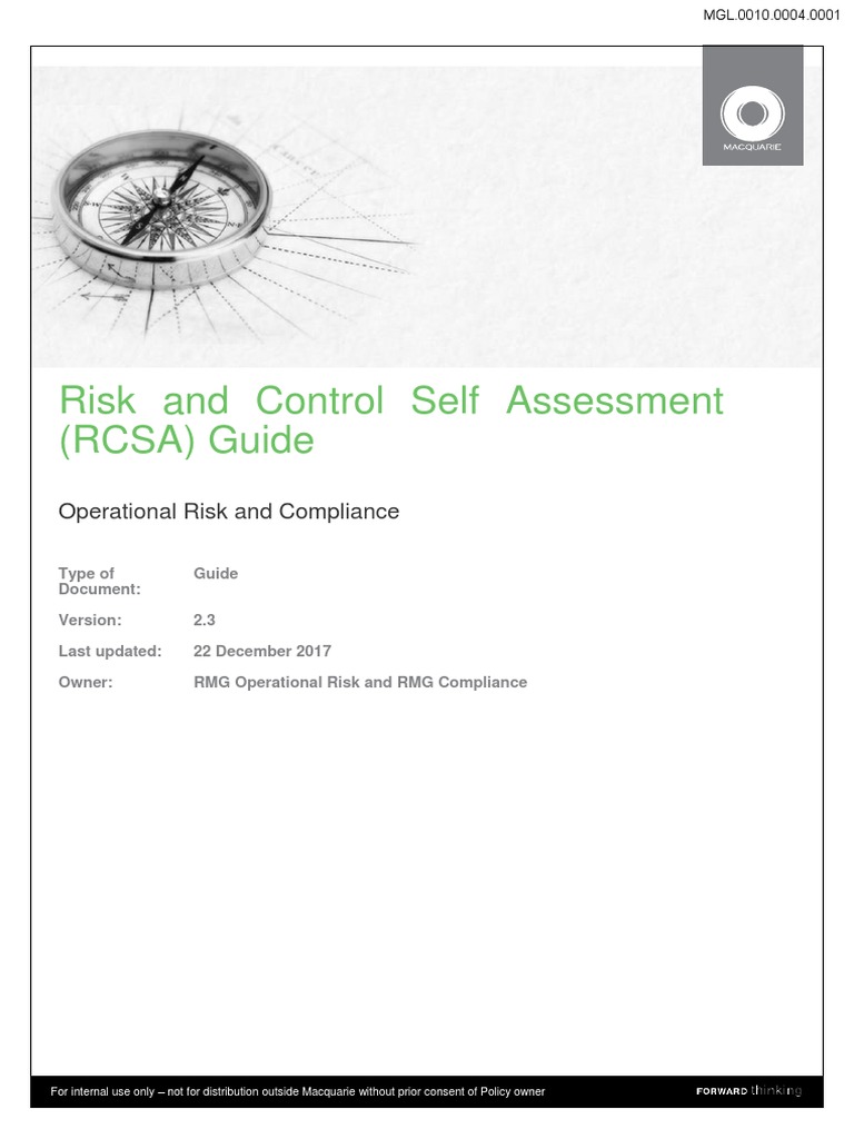 Risk and Control Self Assessment (RCSA) Guide | PDF | Risk | Regulatory ...
