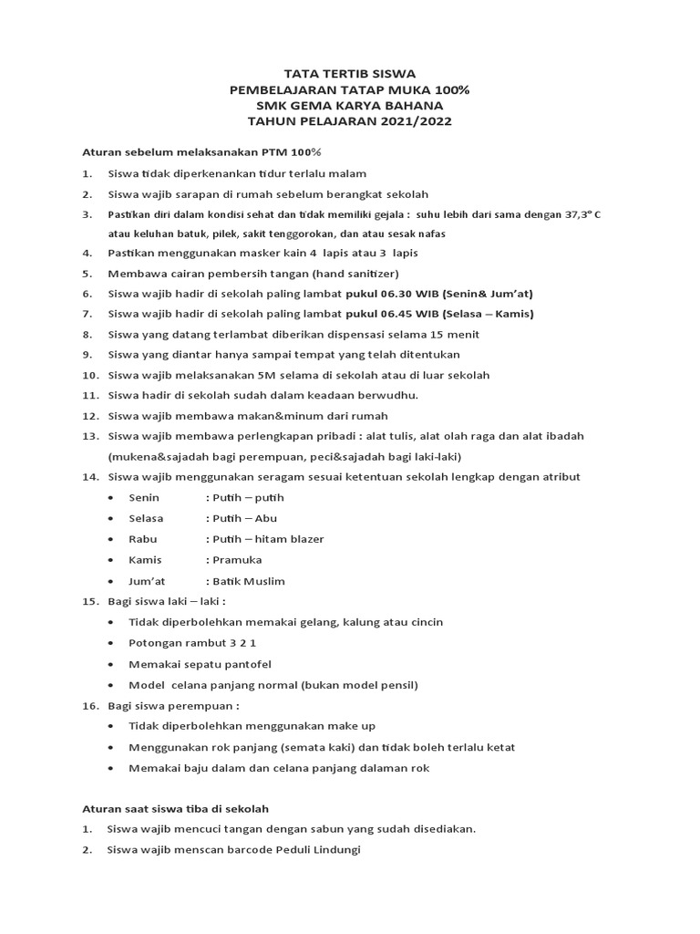 Tatib PTM 100% | PDF | Kesehatan Holistik