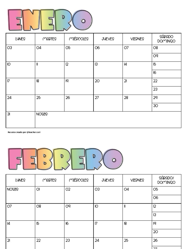 Calendario 2022 - Teachers | PDF