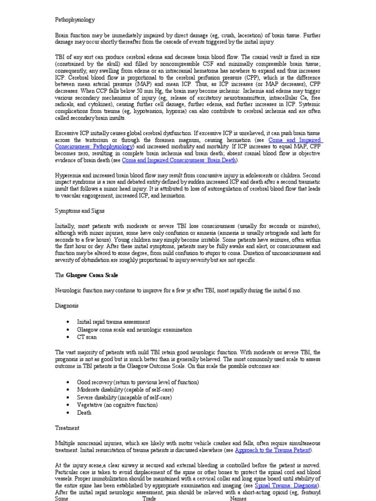Pathophysiology Headinjury | PDF | Traumatic Brain Injury | Nervous System