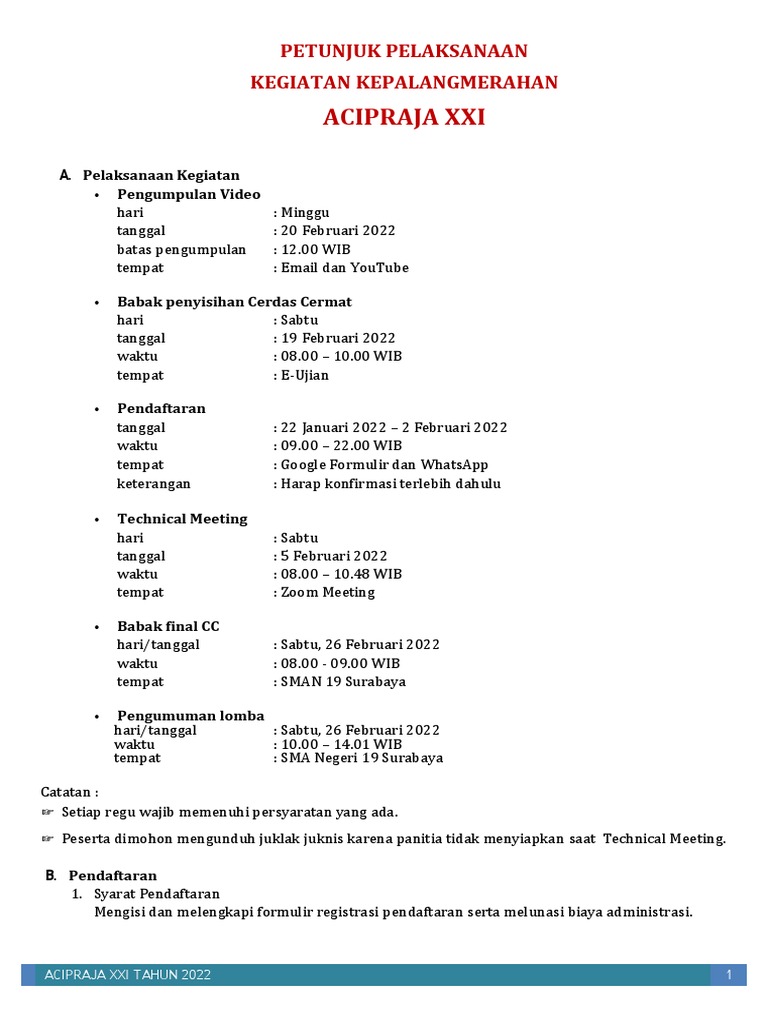 Revisi Juklak JUKJUN ACIPRAJA XXI Potrait | PDF