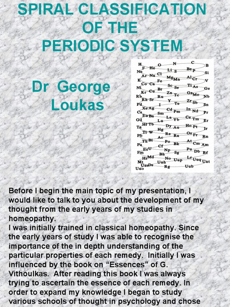 Spiral Classification1 - George Loukas | PDF | Homeopathy | Psychotherapy