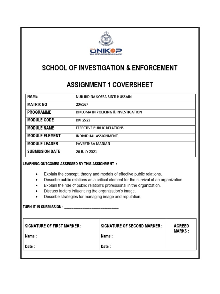 Nur Irdina Sofea Binti Hussain - 20a167 (Individual Assignment Dpi 2523 ...