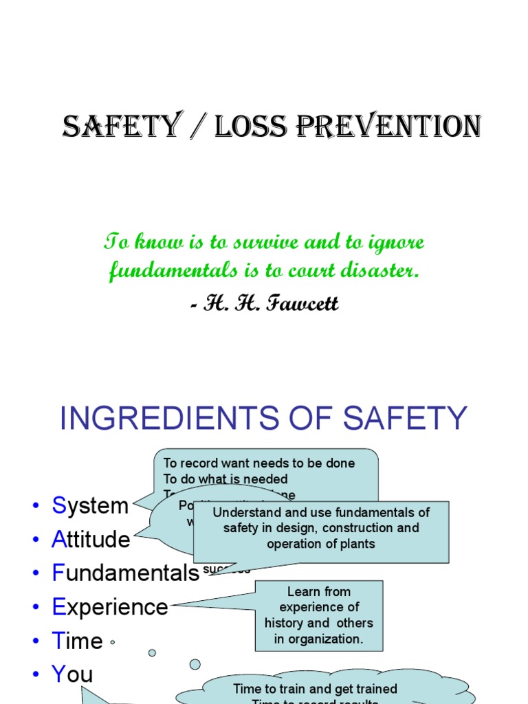 Safety / Loss Prevention: To Know Is To Survive and To Ignore ...
