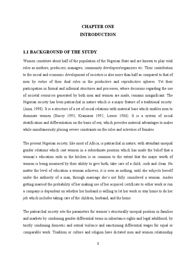 Patriarchy CHAPTER ON1 | PDF | Patriarchy | Woman