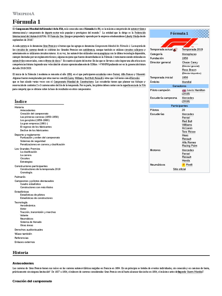 Wiki-Fórmula_1 | PDF | Formula Uno | Grand Prix Motor Racing