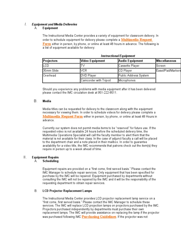 Multimedia Request Form: Equipment | PDF | Digital Technology ...