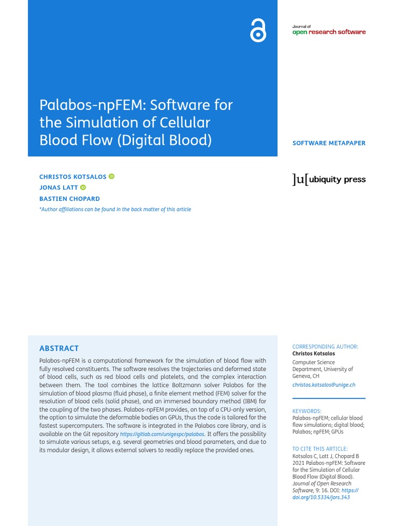 Palabos-Npfem: Software For The Simulation of Cellular Blood Flow (Digital Blood) | PDF ...