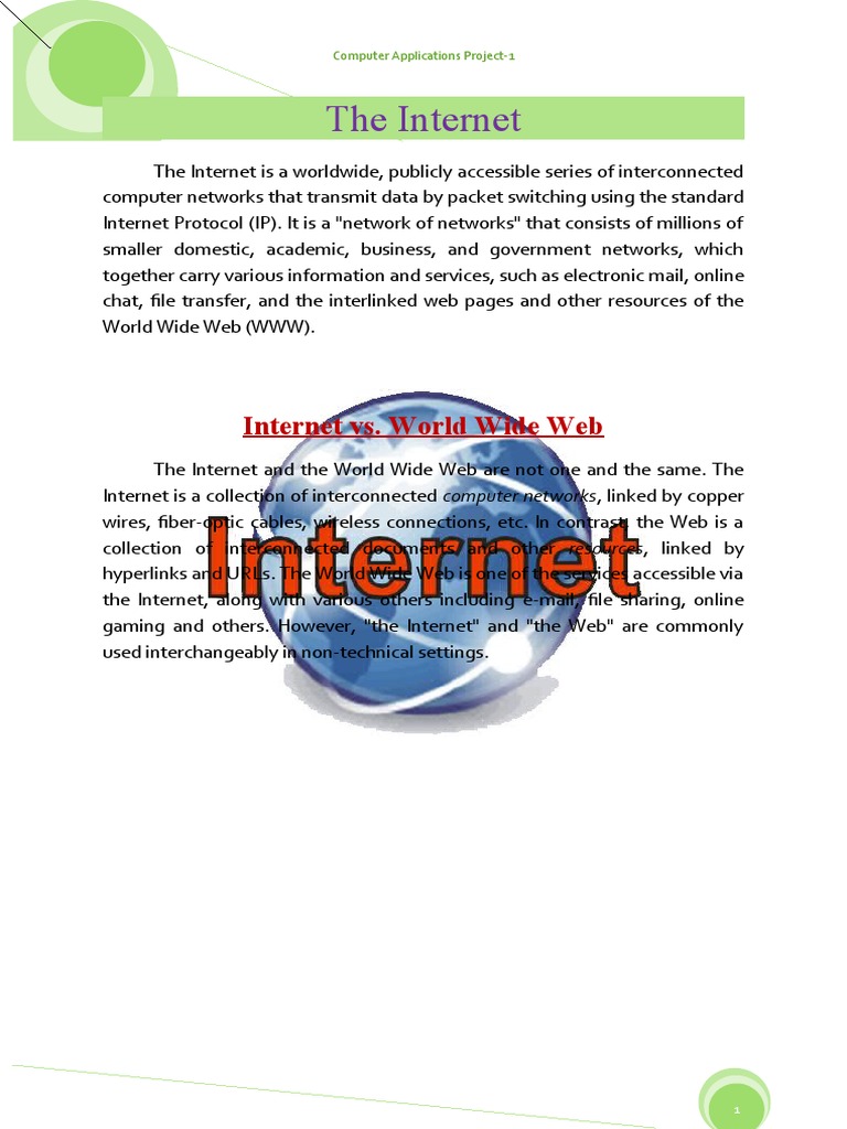 The Internet: Internet vs. World Wide Web | PDF | Digital Subscriber ...