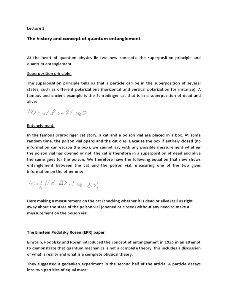 The History and Concept of Quantum Entanglement: The Einstein Podolsky ...