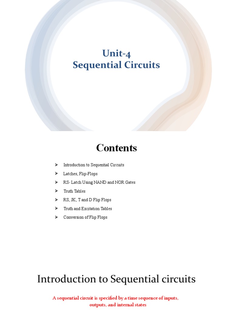 Unit - 4 - 1 Introduction To Sequential Circuits and Latches | PDF ...