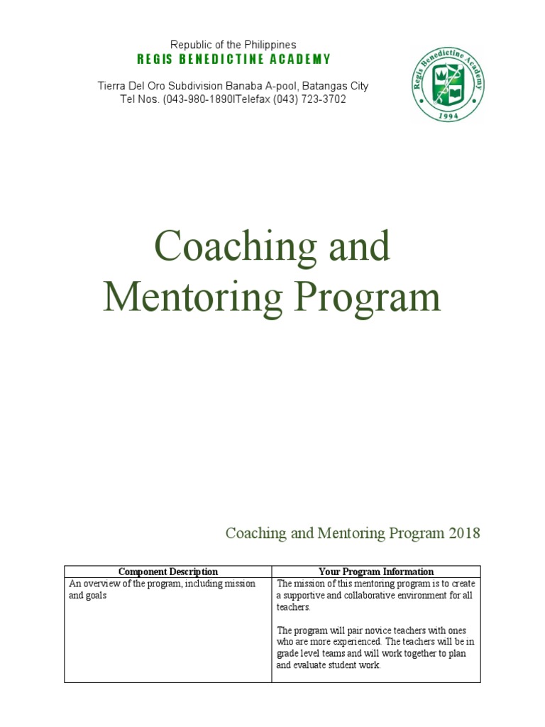 Coaching and Mentoring Handbook and List | PDF | Mentorship | Teachers