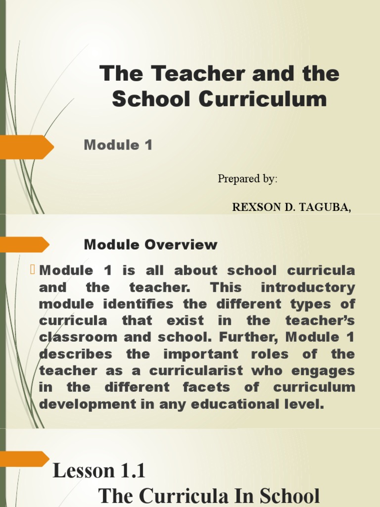 The Teacher and The School Curriculum: Prepared by | PDF | Curriculum ...