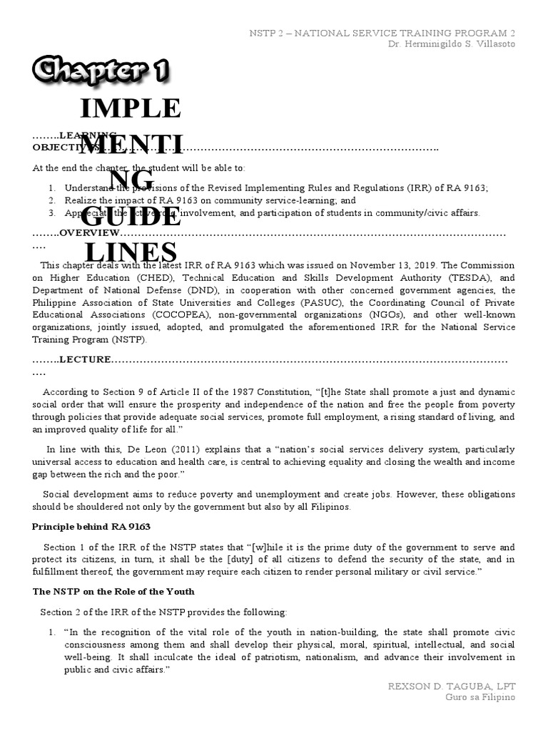 Understanding the National Service Training Program Act: Components ...