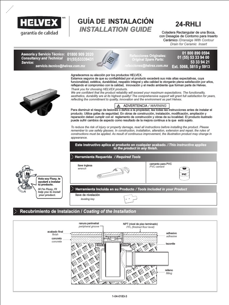 Coladera Helvex Guia de Instalacion | PDF