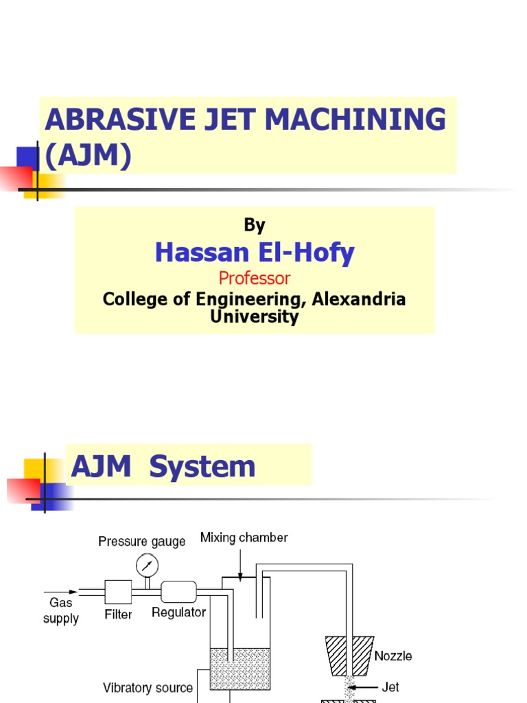 Abrasive Jet Machining (AJM) : Hassan El-Hofy | PDF | Machining | Abrasive
