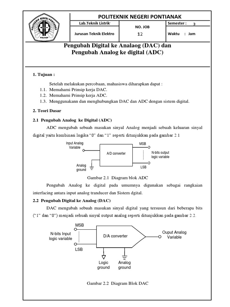 Job 12. Pengubah DAC - ADC | PDF | Teknologi & Rekayasa