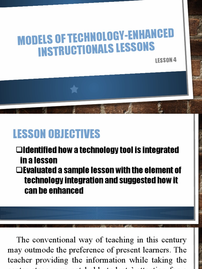 Models of Technology-Enhanced Instructional Lessons | PDF | Learning ...