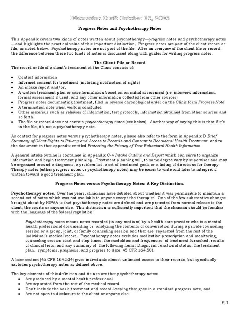 Progress Notes and Psychotherapy Notes | Download Free PDF ...