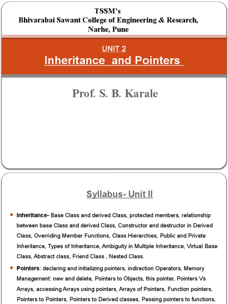 Unit-II Inheritance and Pointers | PDF | Inheritance (Object Oriented ... Unit-II Inheritance and Pointers | PDF | Inheritance (Object Oriented ...