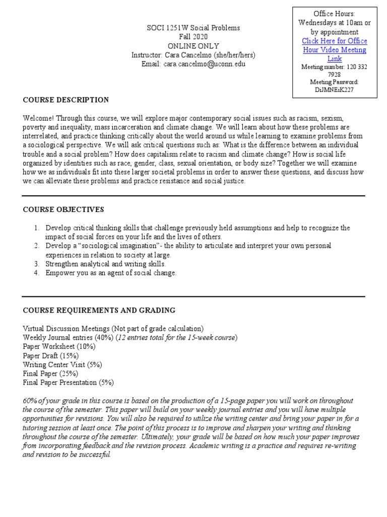 SOCI 1251W Syllabus | PDF | Racism | Discrimination & Race Relations