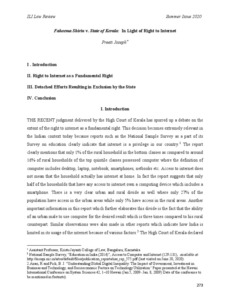Right to Internet as a Fundamental Right | PDF | Internet | Human Rights