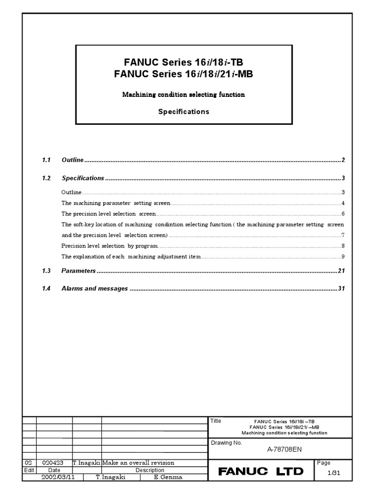 FANUC Series 16 FANUC Series 16: i/18i-TB i/18i/21i-MB | PDF ...