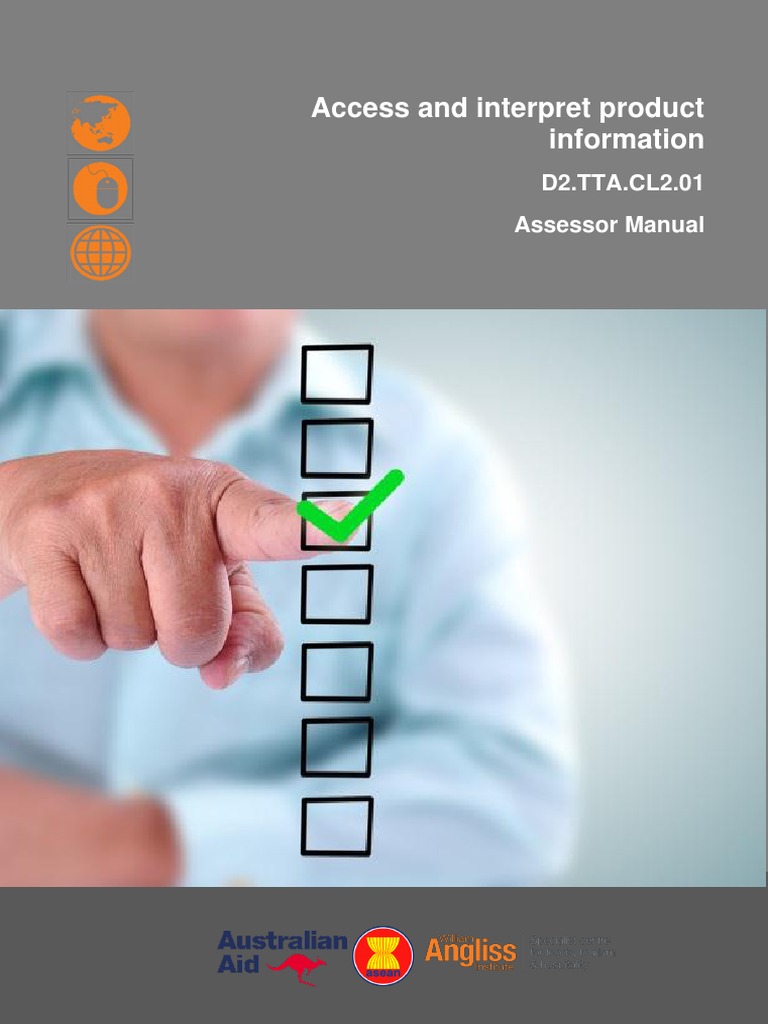 Access and Interpret Product Information: D2.TTA - CL2.01 Assessor ...