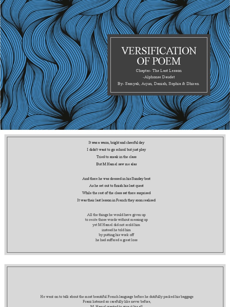 Versification of Poem: Chapter-The Last Lesson - Alphonse Daudet by ...