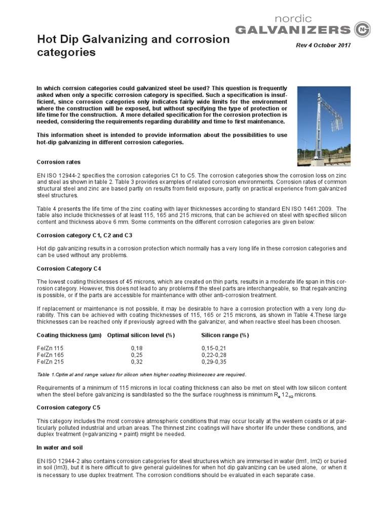 Hot Dip Galvanizing and Corrosion Categories: Rev 4 October 2017 | Download Free PDF | Corrosion ...