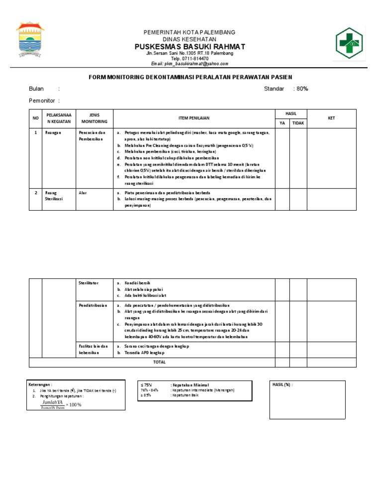 Monitoring Dekontaminasi Peralatan Kesehatan | PDF