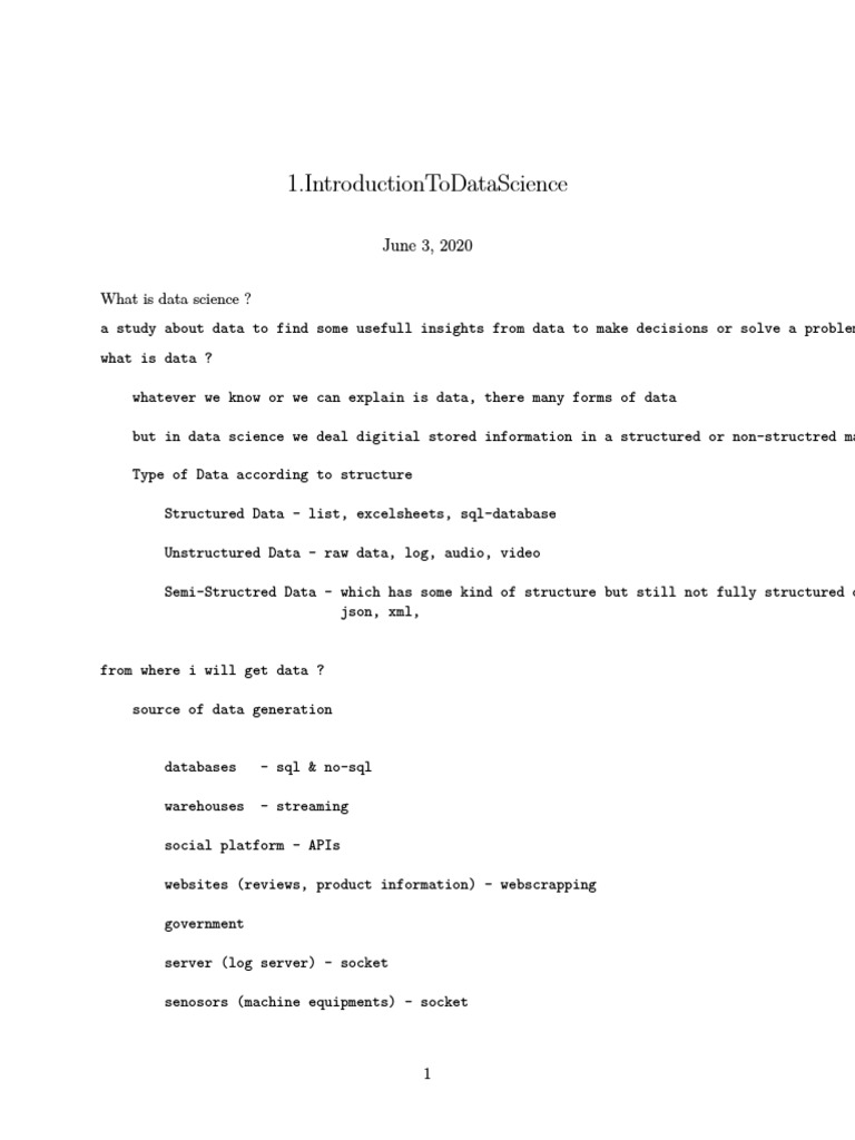 Introduction To Data Science | PDF | Data Science | Data