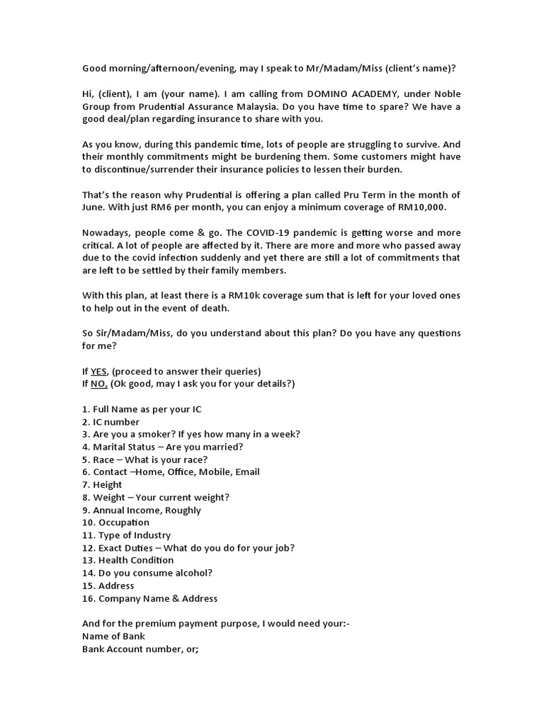 Telemarketing Script | PDF