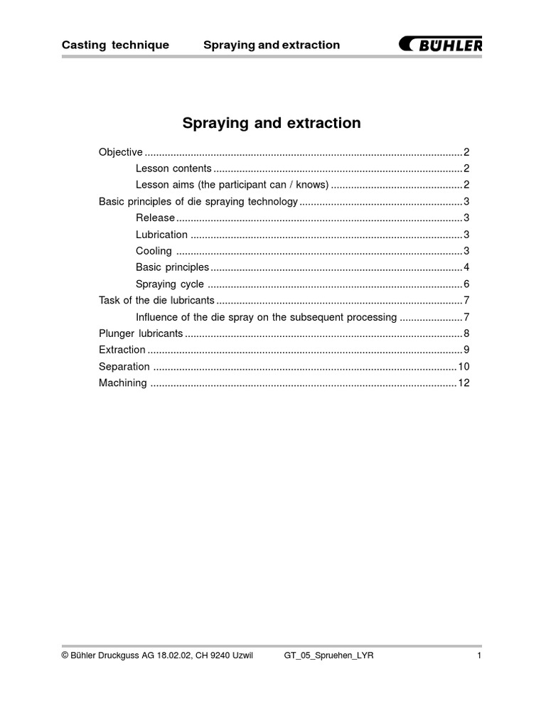 Buhler Spray and Extraxtion | PDF | Lubricant | Water