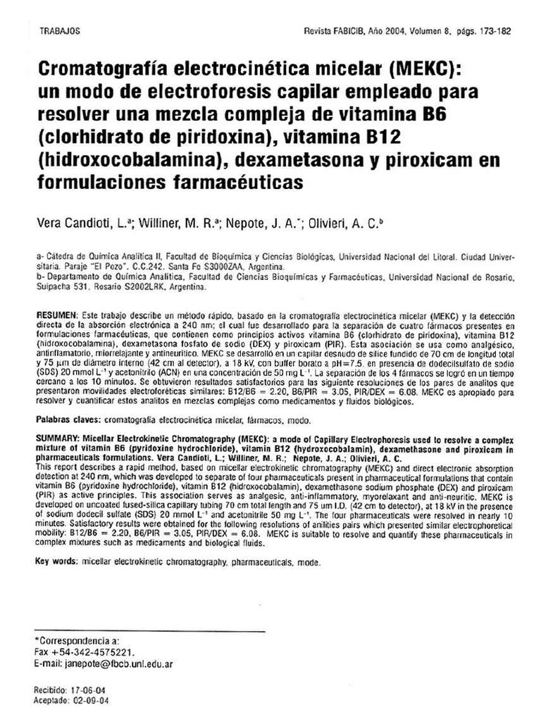 Cromatografia Micelar Electrocinetica | PDF
