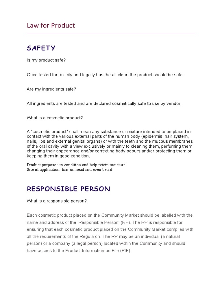 Law For Product | PDF | Cosmetics | Business