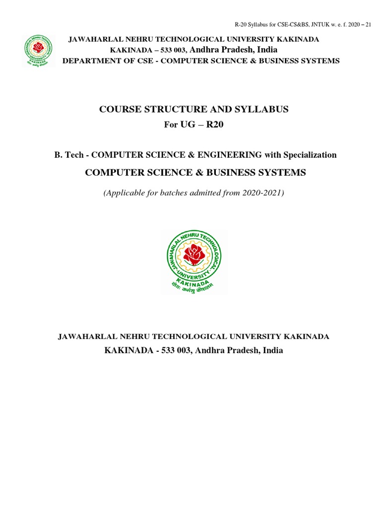 R20 CSE-CS&BS Syllabus JNTUK 2020-21 | PDF | Pointer (Computer ...