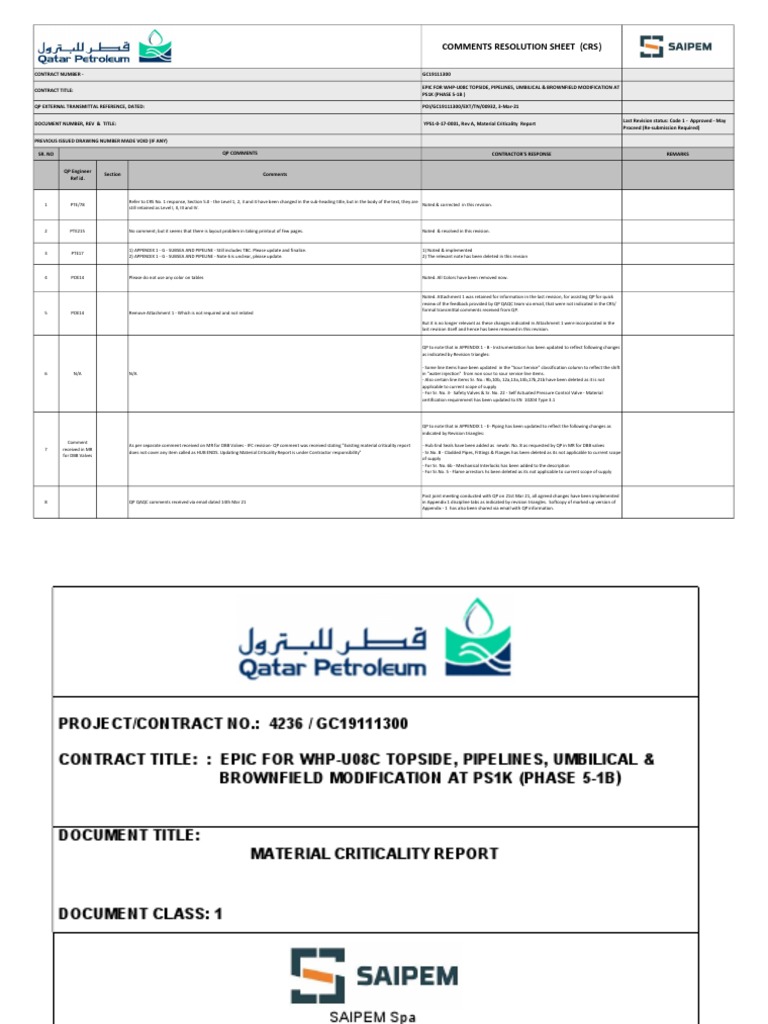 Comments Resolution Sheet (CRS) | PDF | Verification And Validation ...