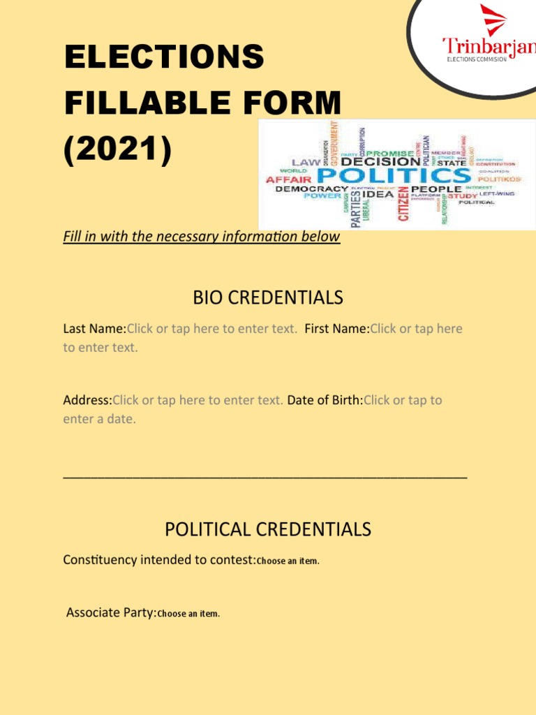 2021 Elections Candidate Fillable Form | PDF