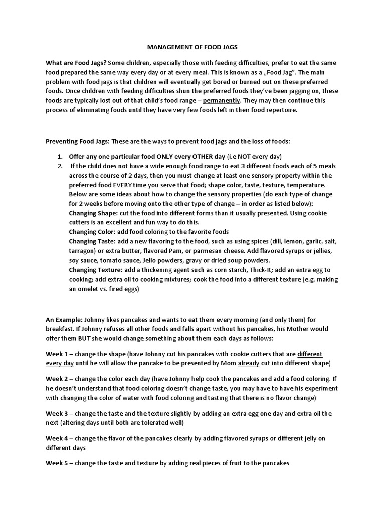 Manage Food Jags in Children | PDF | Pancake | Foods