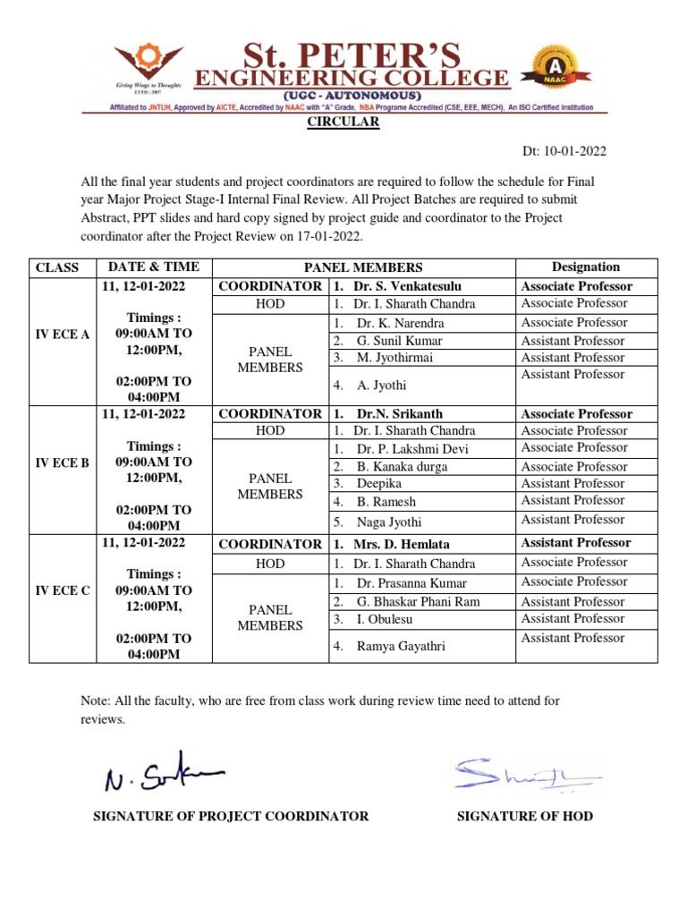 CIRCULAR of PROJECT STAGE 1 REVIEW | PDF