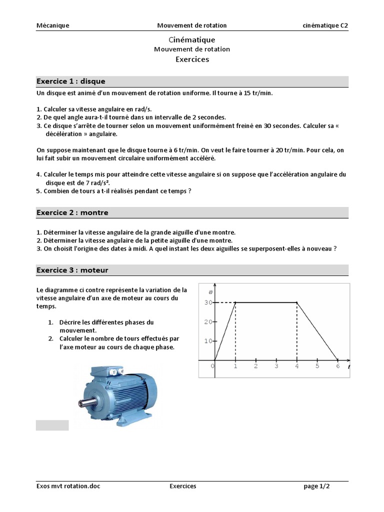 Exos MVT Rotation | PDF | Mouvement de rotation | Accélération