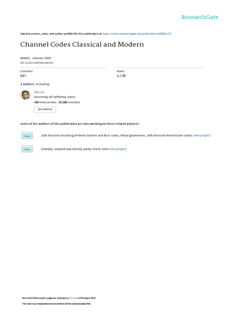 Channel Codes Classical and Modern | PDF | Low Density Parity Check ...