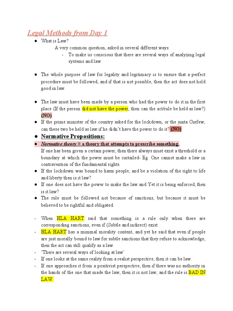 LEGAL METHODS Notes | PDF | Precedent | Sources Of Law