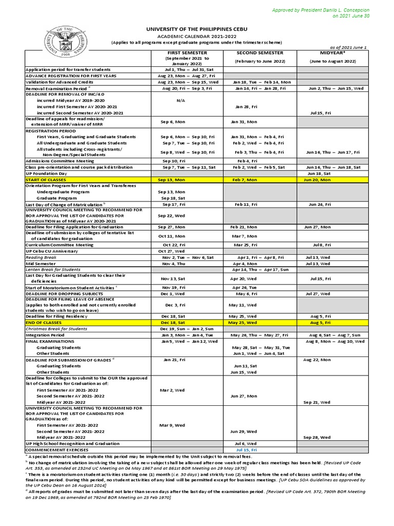 UP Cebu Academic Calendar 2021-2022 | PDF | Academic Term | Cebu