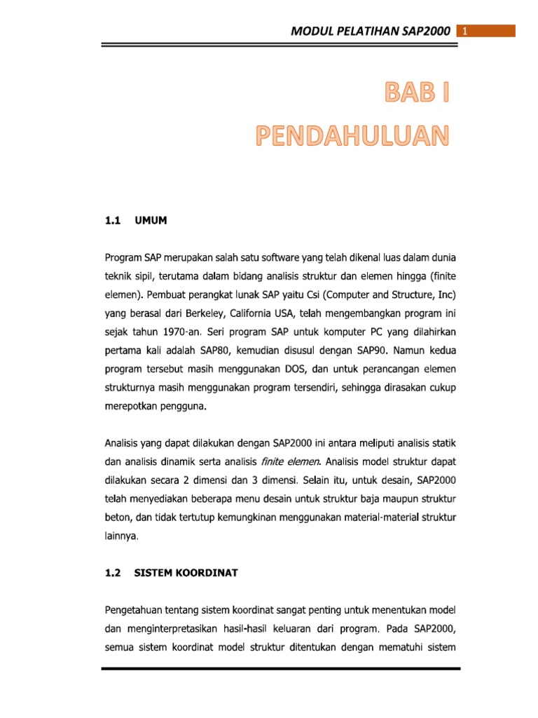 Modul Pelatihan Sap 2000 | PDF